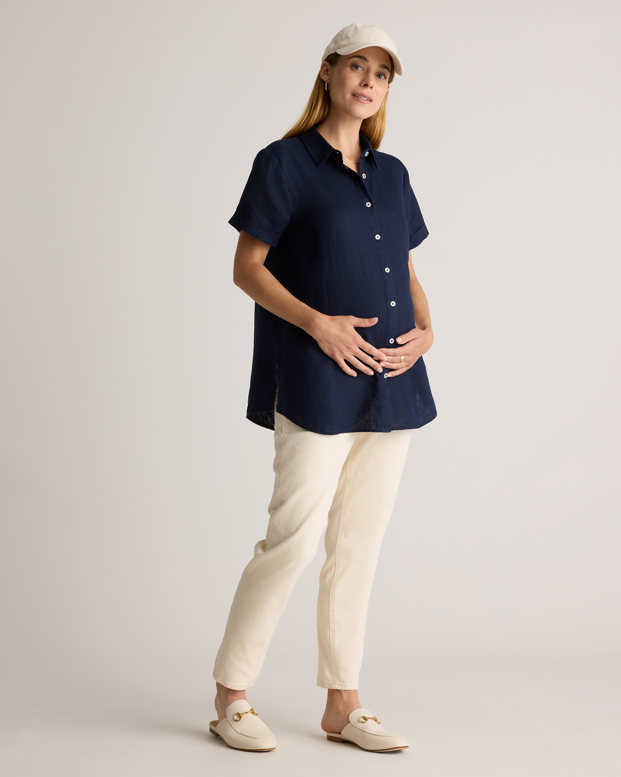 QUINCE European Linen Maternity Camp Shirt
